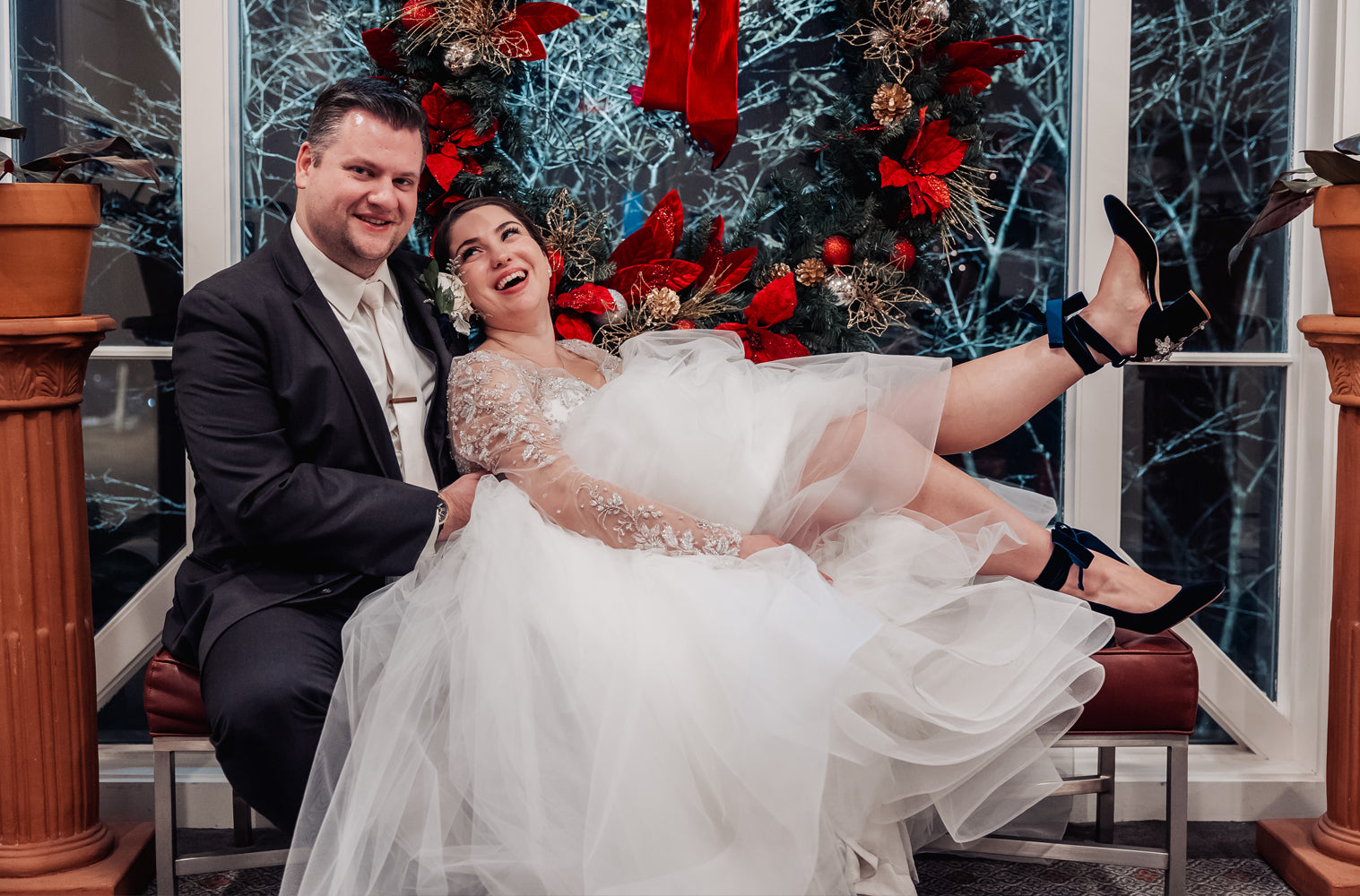 Alexandra wears Hetty Mid Midnight Blossom Silver - Harriet Wilde ...