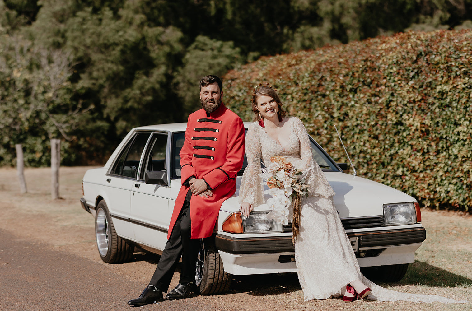 Amber wears Hetty Mid Bordo - Harriet Wilde Wedding Shoes