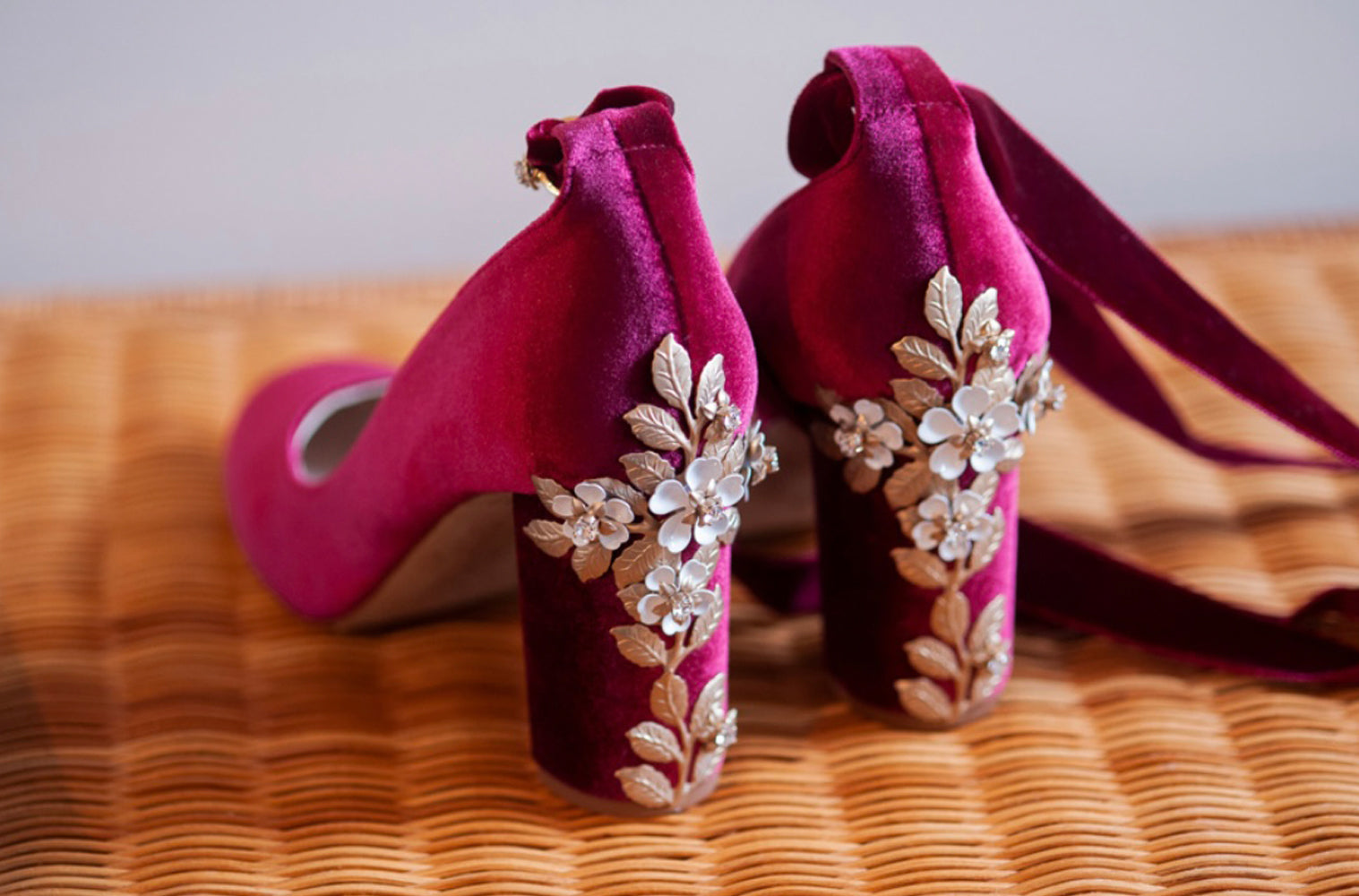 Kathryn wears Hetty Bordo Blossom Gold – Harriet Wilde