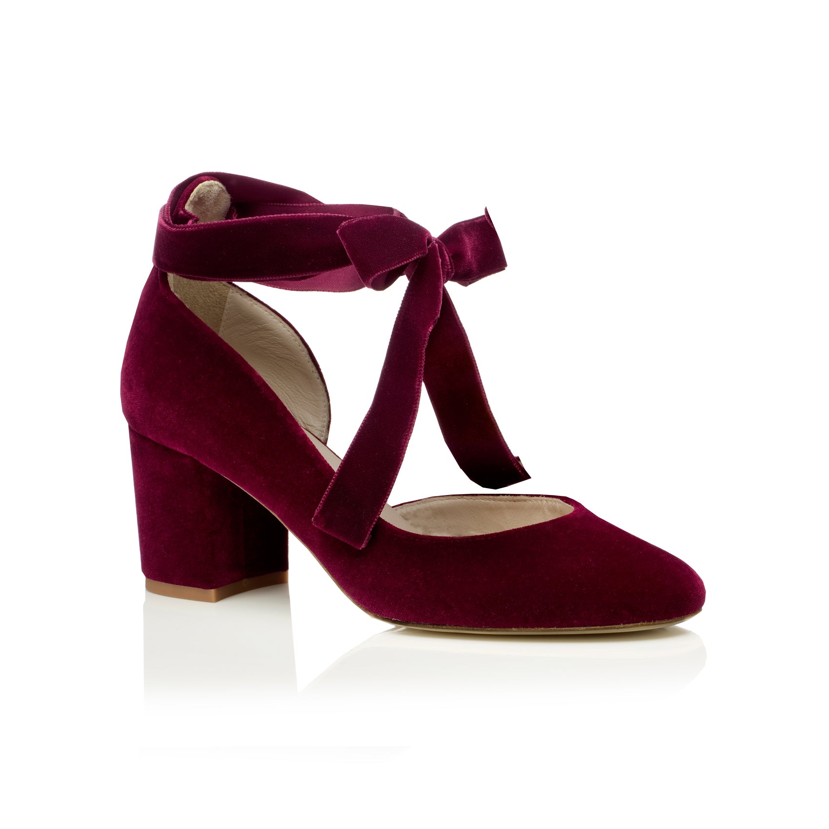 Block Heel Red Velvet Wedding Shoes - Hetty Bordo Velvet Block Heel ...