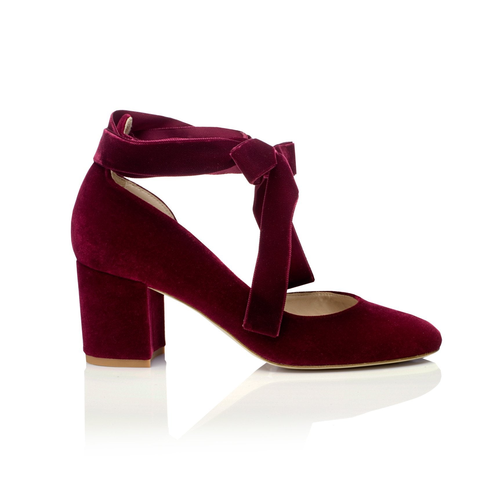 Block Heel Red Velvet Wedding Shoes - Hetty Bordo Velvet Block Heel ...